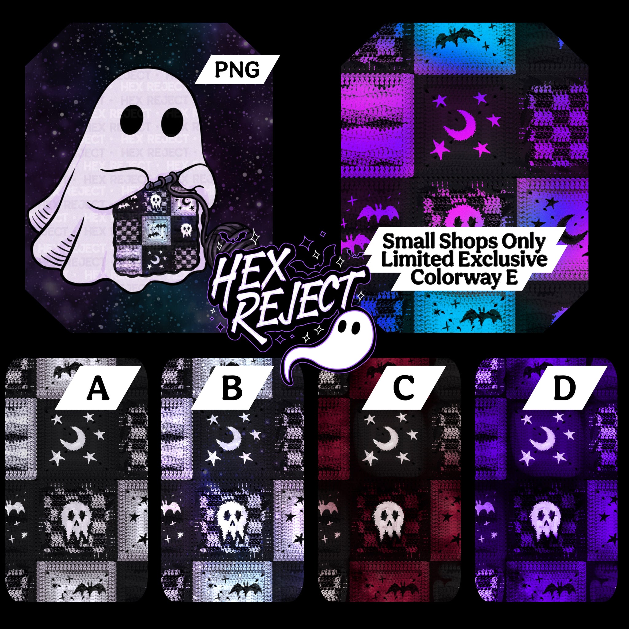 Patchwork Goth Granny Squares - Seamless & PNG files - Hextober 2025